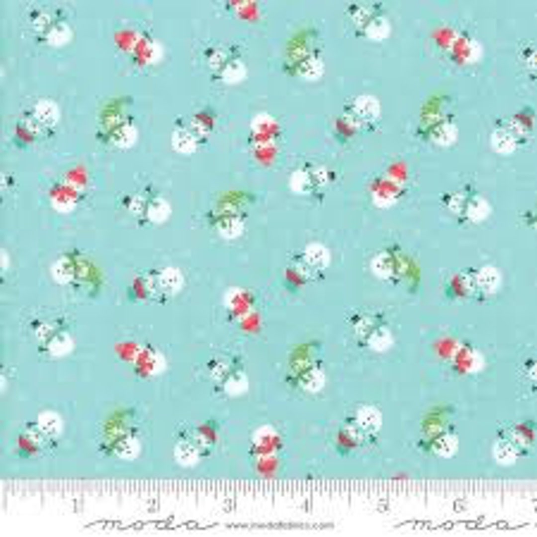 Snow Day 1/2 Yard Lil Snowman - Aqua - Stacy Iest Hsu - Moda - Out of ...
