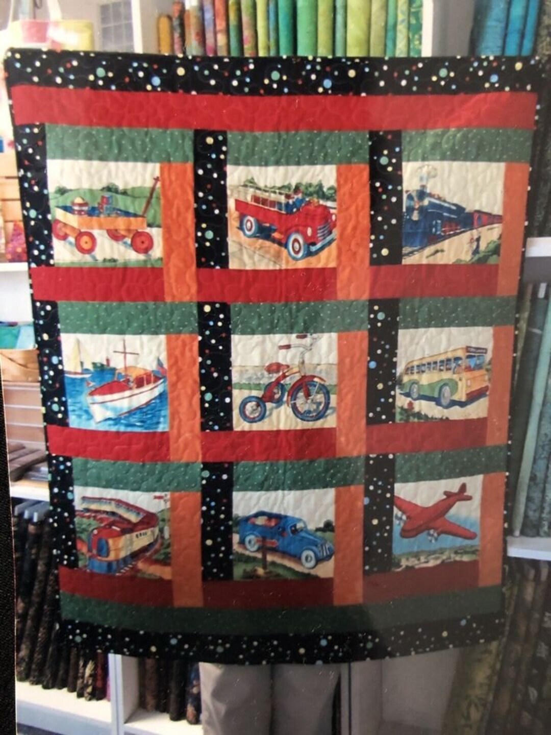 Transportation Quilt Kit 40x50 by the Quilt House Wagons Planes and ...
