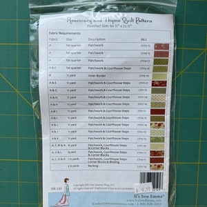 Rosemary and Thyme Quilt Kit It's Sew Emma Cinnamon Spice Blackbird Designs Moda Fabric Out of ...