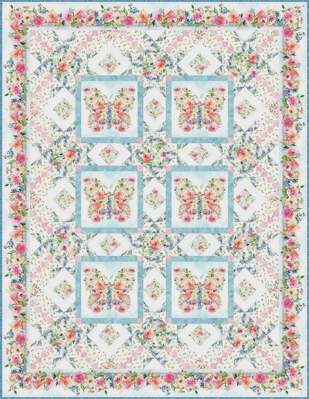 Victoria Butterfly Quilt Kit 82x106" in the Beginning Fabric - Etsy