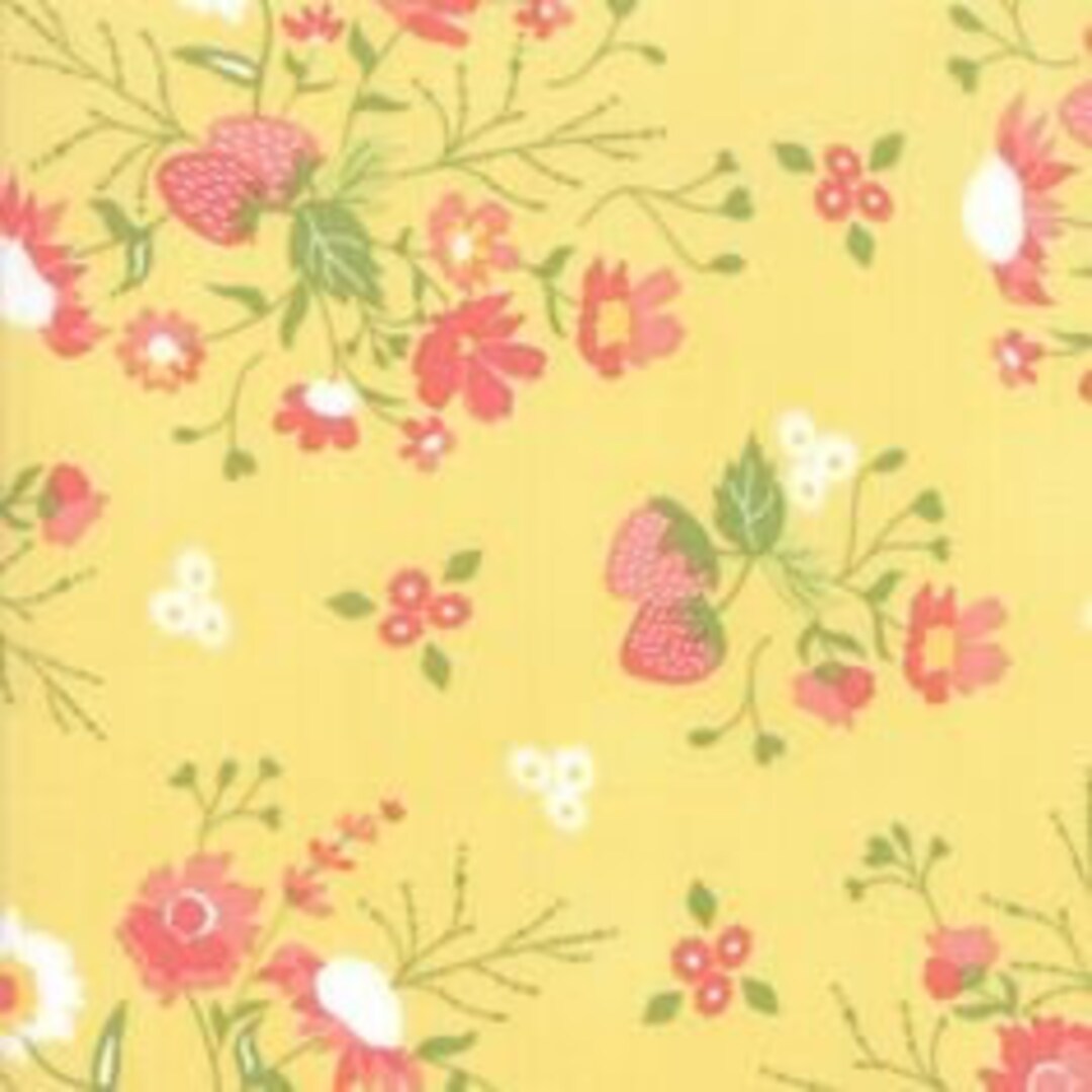 By the HALF Yard Strawberry Jam Yellow Floral 29060 Corey Yoder Moda ...