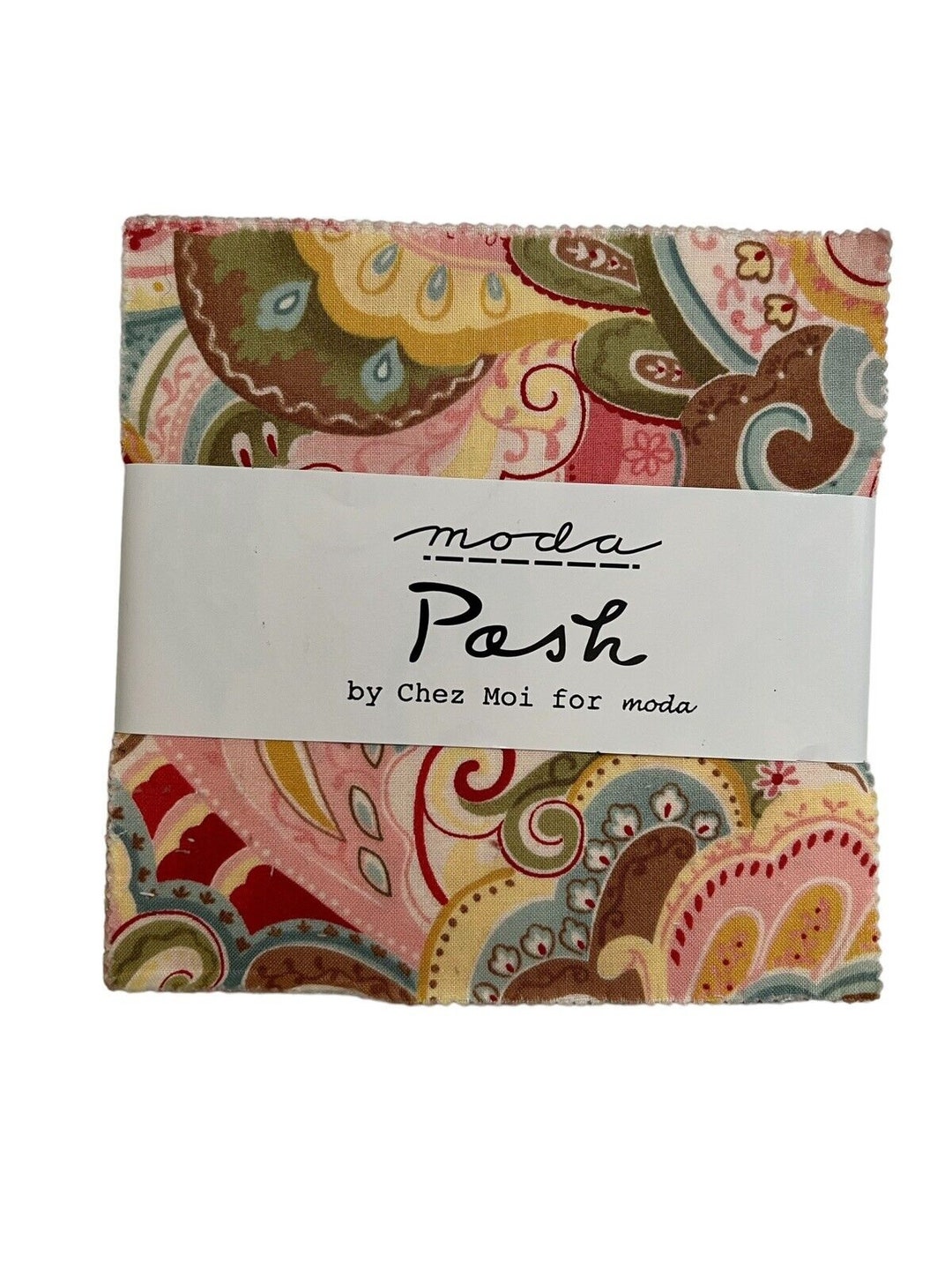 MODA Posh Charm Pack 32 5” Squares Paisley Floral Dots Quilt Fabric ...