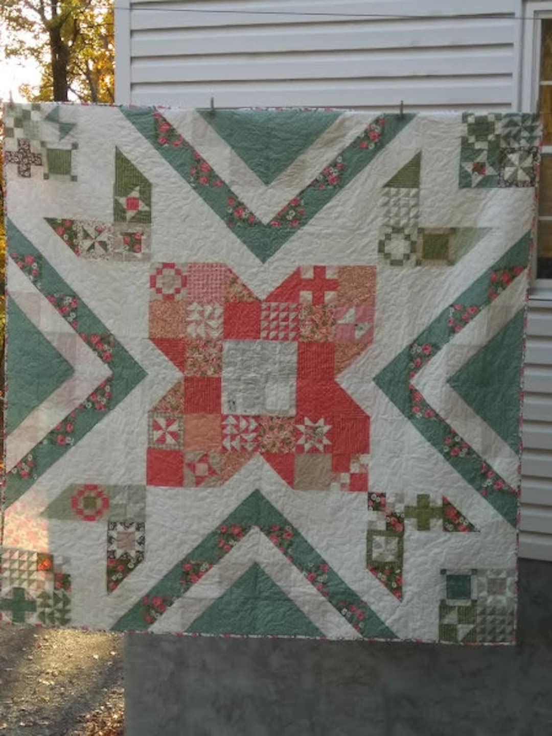 Rose in Bloom Finished Quilt 84x84 Handmade Block of the Month Sampler ...