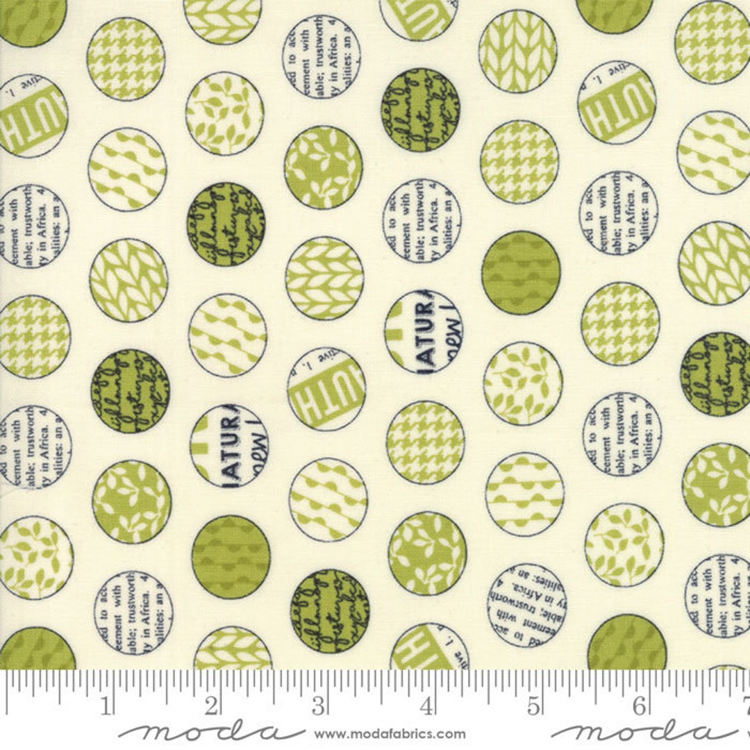 Authentic Etc. 1/2 Yard Sweetwater Moda Word Dots Out of Print - Cotton ...