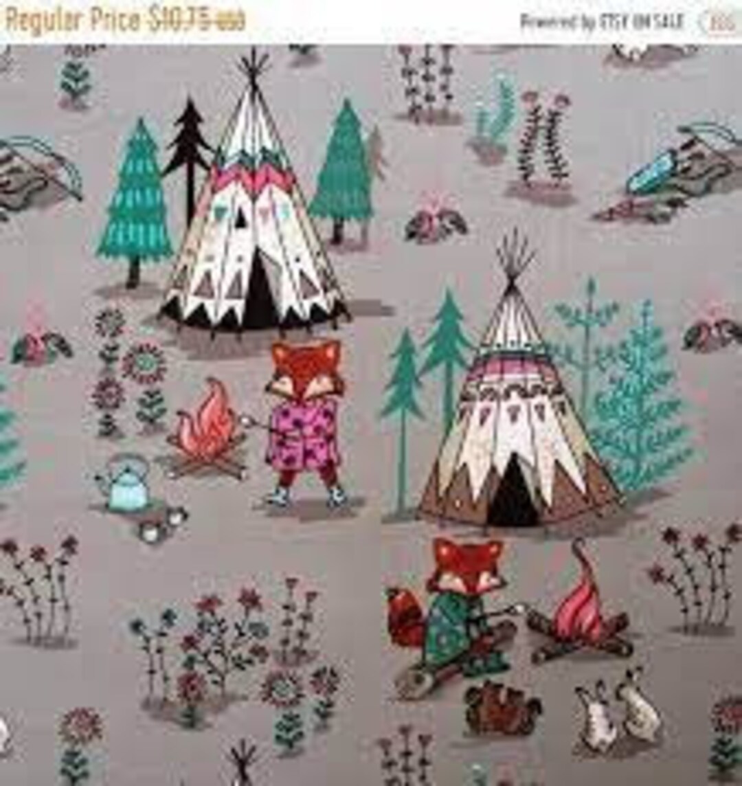 Wilderness Camelot Fabrics ONE YARD Fox Tent Campfire Cotton Fabric - Etsy