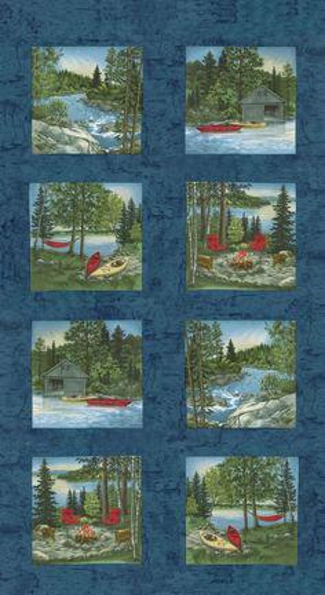 River Journey Panel Holly Taylor Slate Blue 23"x 44" Moda Out of Print ...