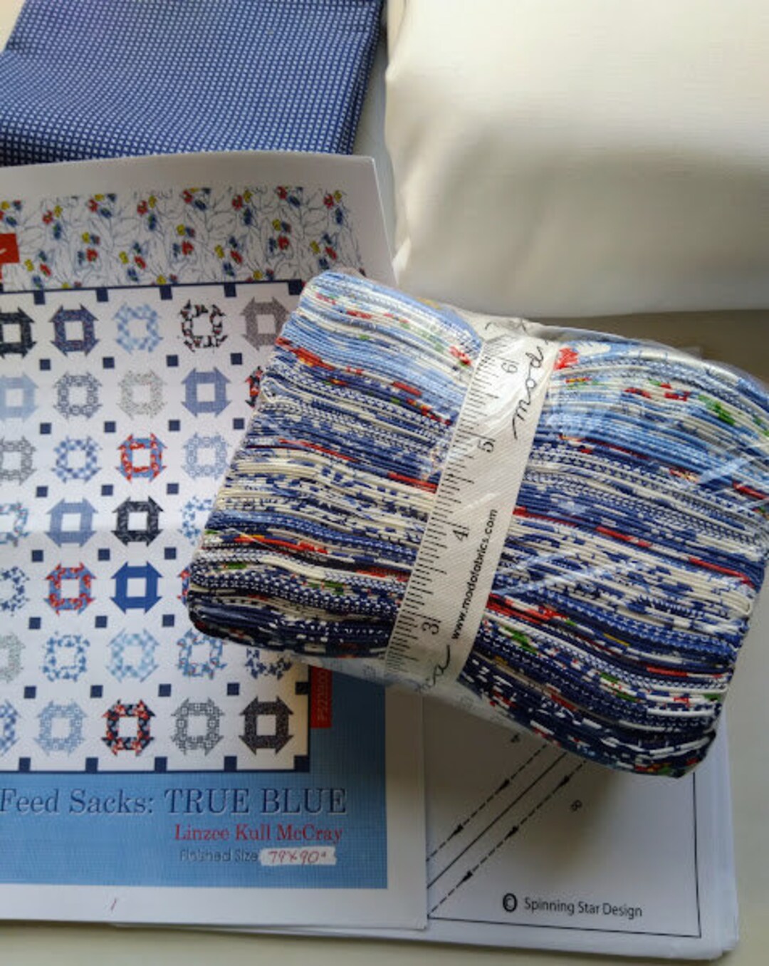 Feed Sacks True Blue Quilt Kit Moda Fabric 79x90" Linzee Kull Mccray ...
