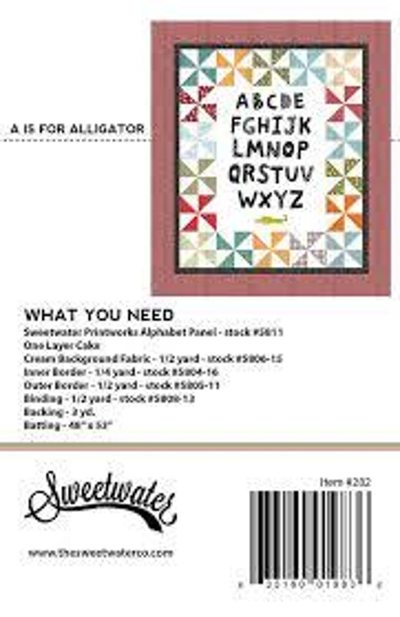 A is for Alligator Quilt Paper Pattern Sweetwater Layer Cake and Panel ...