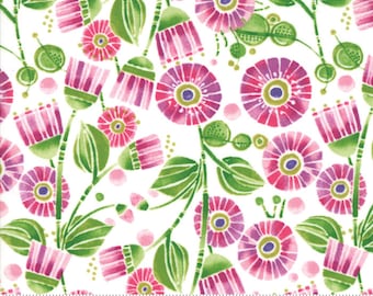 By the 1/2 Yard Sweet Pea and Lily Robin Pickens Floral Sweet Peas-pink ...