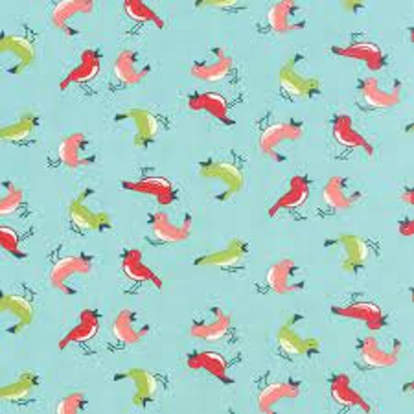Aqua Bird Fabric - Etsy