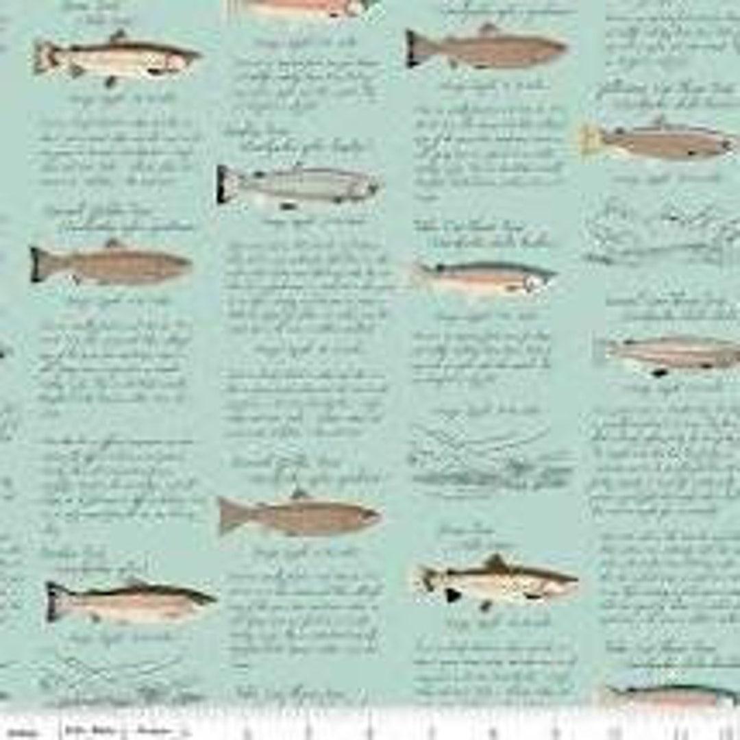 Gone Camping 1/2 Yard Trout - Paper - Teal - Riley Blake Designs ...