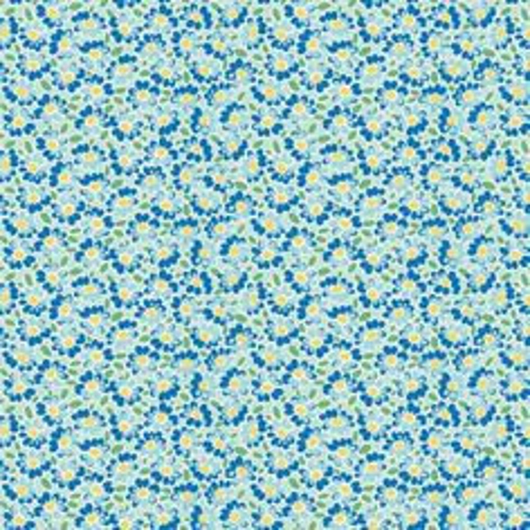 Bluebirds on Roses Continuous HALF YARD Blue Daisy - Elea Lutz - Penny ...