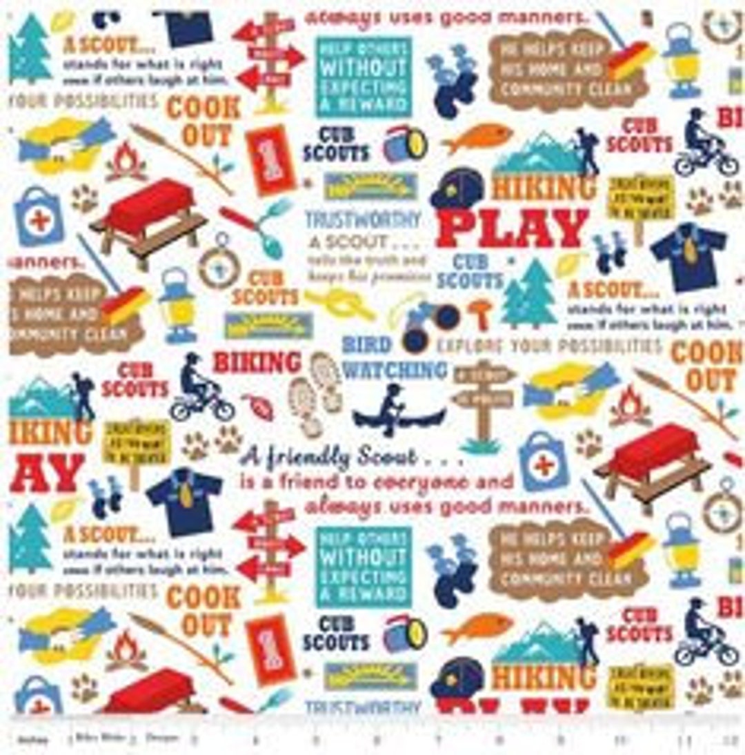 Cub Scouts 26x36" Riley Blake - Main Print - White - Out of Print - 100 ...