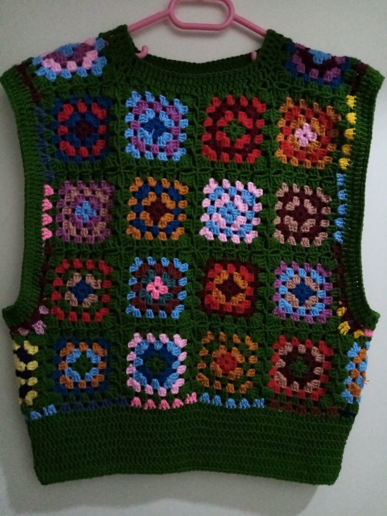 Knitting Granny Square Patchwork Unisex Vest Hand Knit - Etsy
