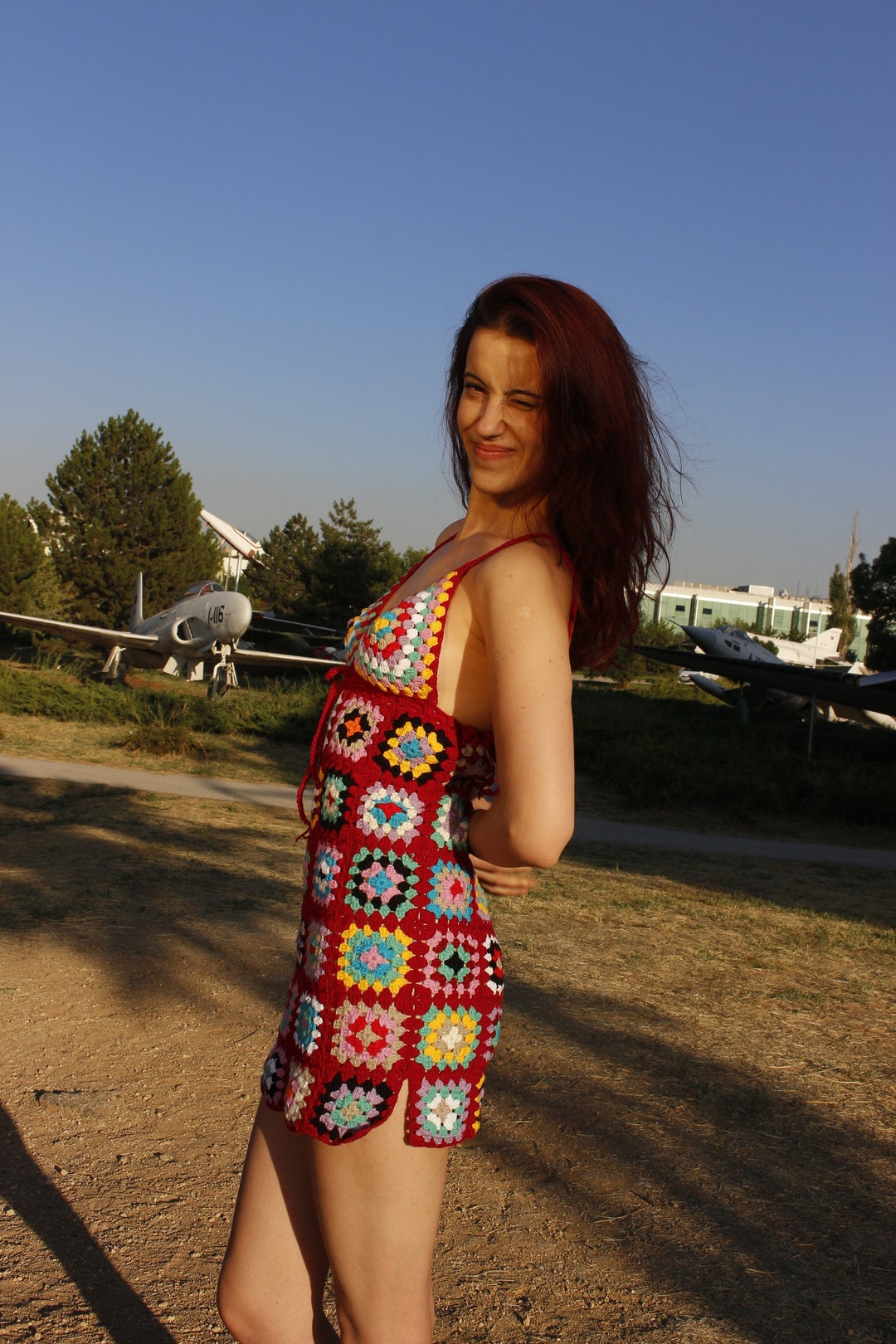 Customizable Crochet Granny Square Patchwork Dress Clothing ...