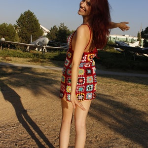 Customizable Crochet Granny Square Patchwork Dress Clothing ...