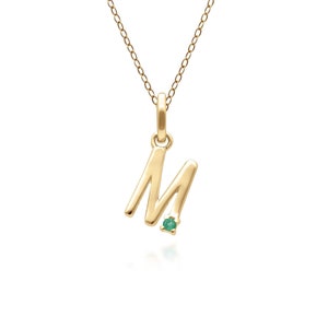 Initial M Emerald Letter Necklace in 9ct Yellow Gold - Etsy