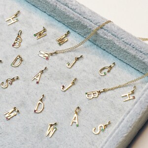 Initial M Emerald Letter Necklace in 9ct Yellow Gold - Etsy