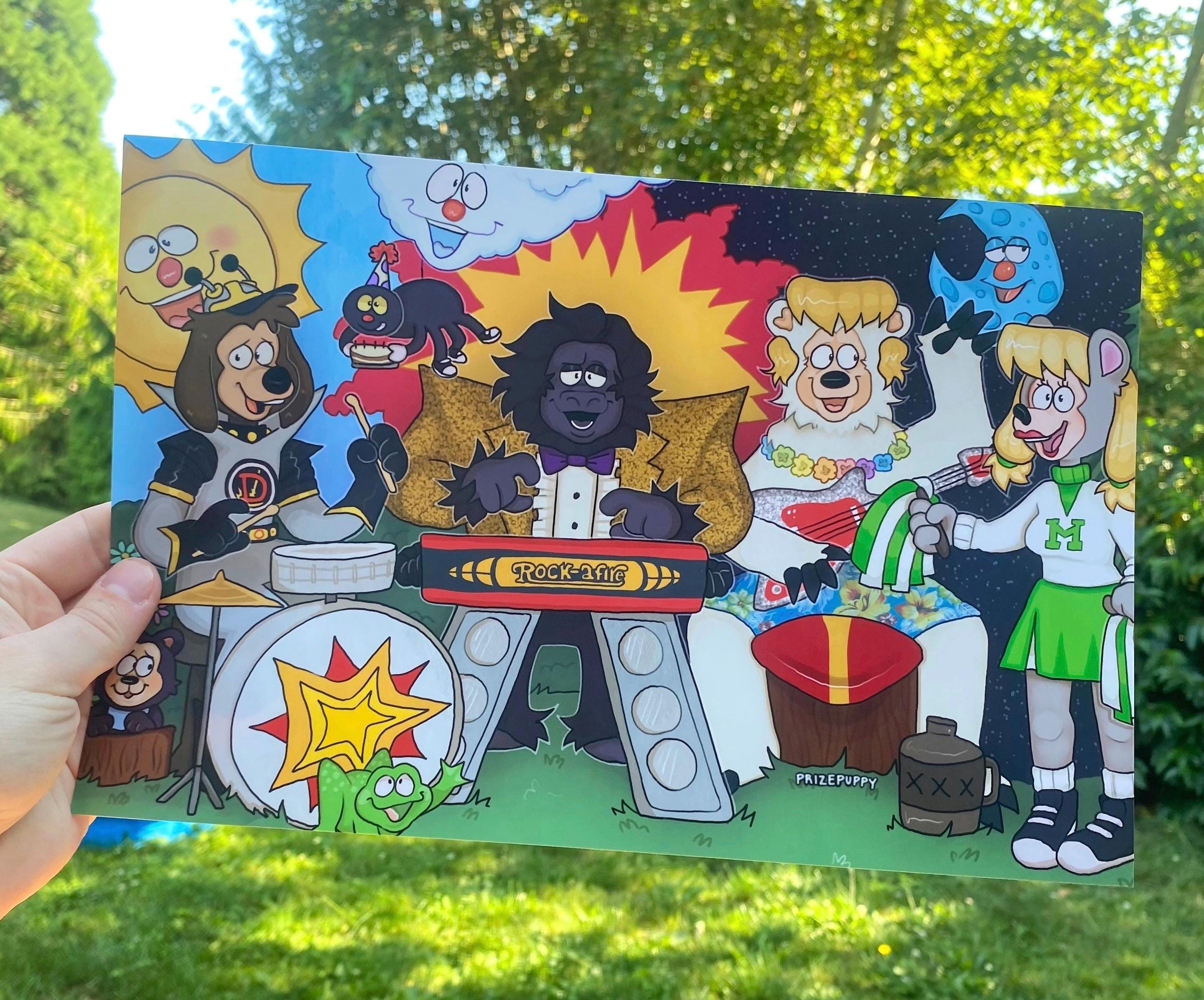 Center Stage- Showbiz Pizza Rock Afire Explosion Animatronic Art Print ...