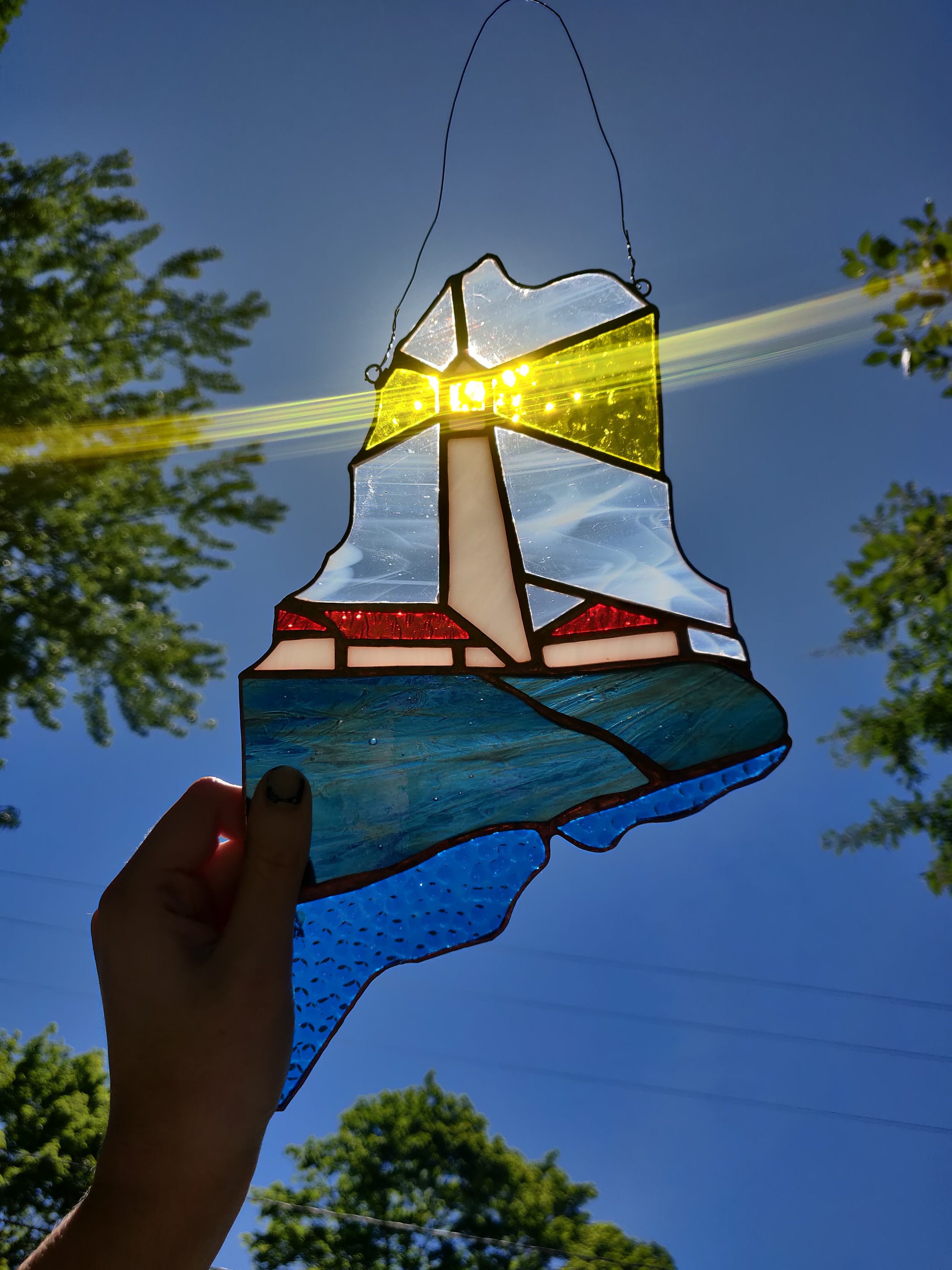 honeycomb state of Maine Large State of Maine stained glass suncatcher ...
