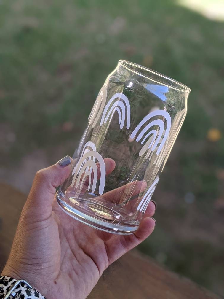 Glass Beer Can / Glass Can / Glass Iced Coffee Cup / Rainbow - Etsy