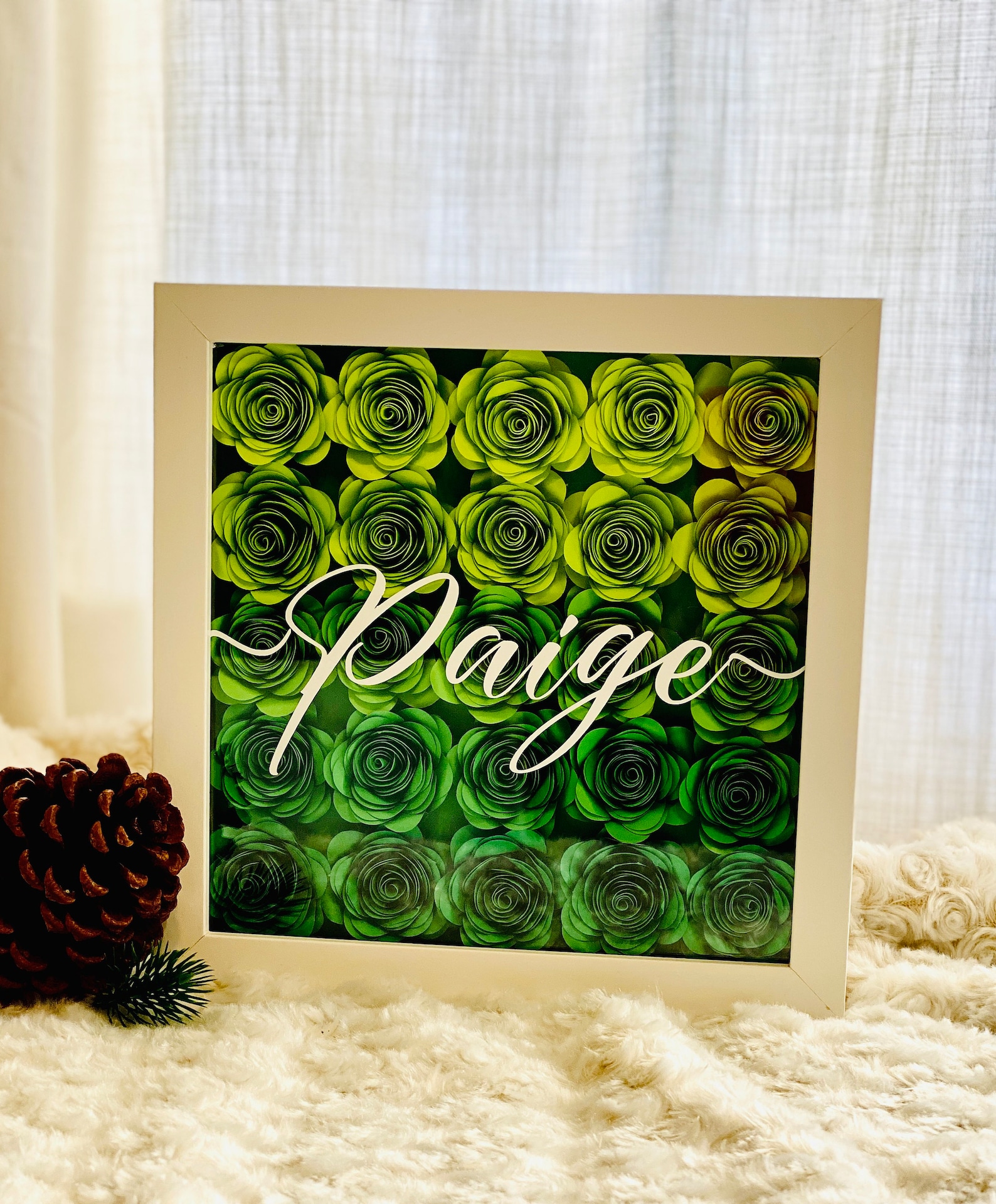 Personalized Floral Shadow Box, Paper Flower Rose Shadow Box. Paper ...