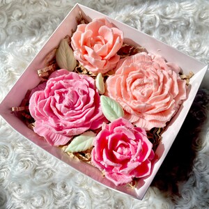 Set of 4 Flower Soaps Gift Box, Mother's Day Peony Soap Gift, Bathroom ...
