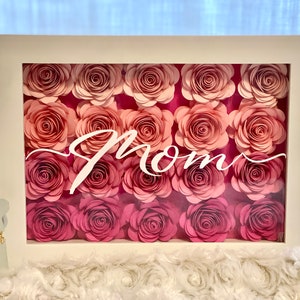 Personalized Floral Shadow Box, Paper Flower Rose Shadow Box. Paper ...