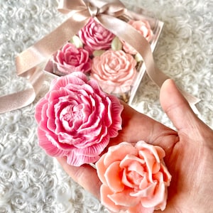 Set of 4 Flower Soaps Gift Box, Mother's Day Peony Soap Gift, Bathroom ...