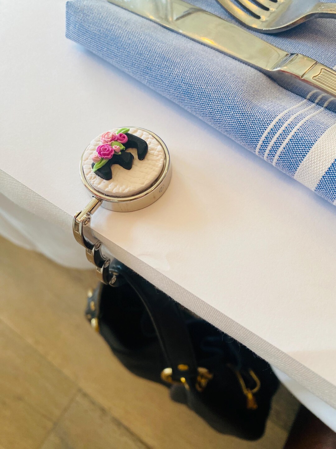 Personalized Initial Purse Hook, Custom Bag Hanger, Foldable Table Hook ...