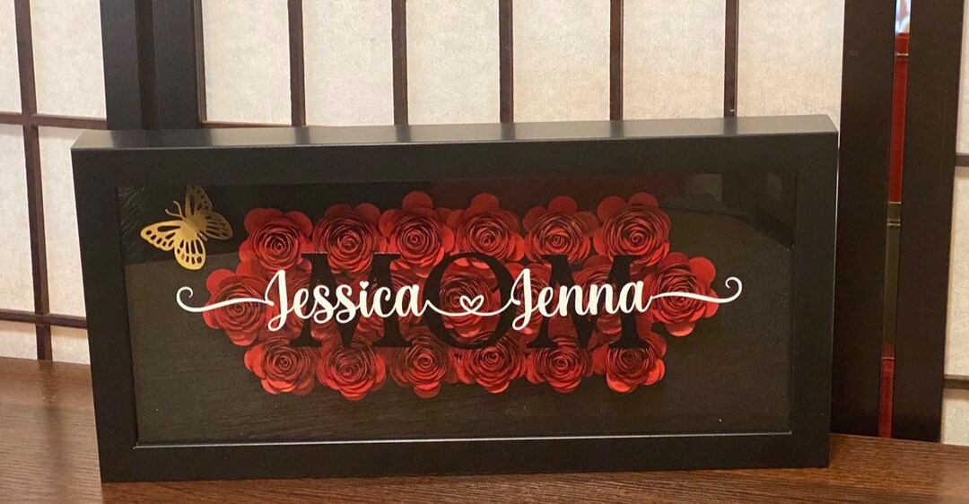 Mother's Day Floral Shadow Box Gift, Mom Christmas Gift, Paper Rose ...