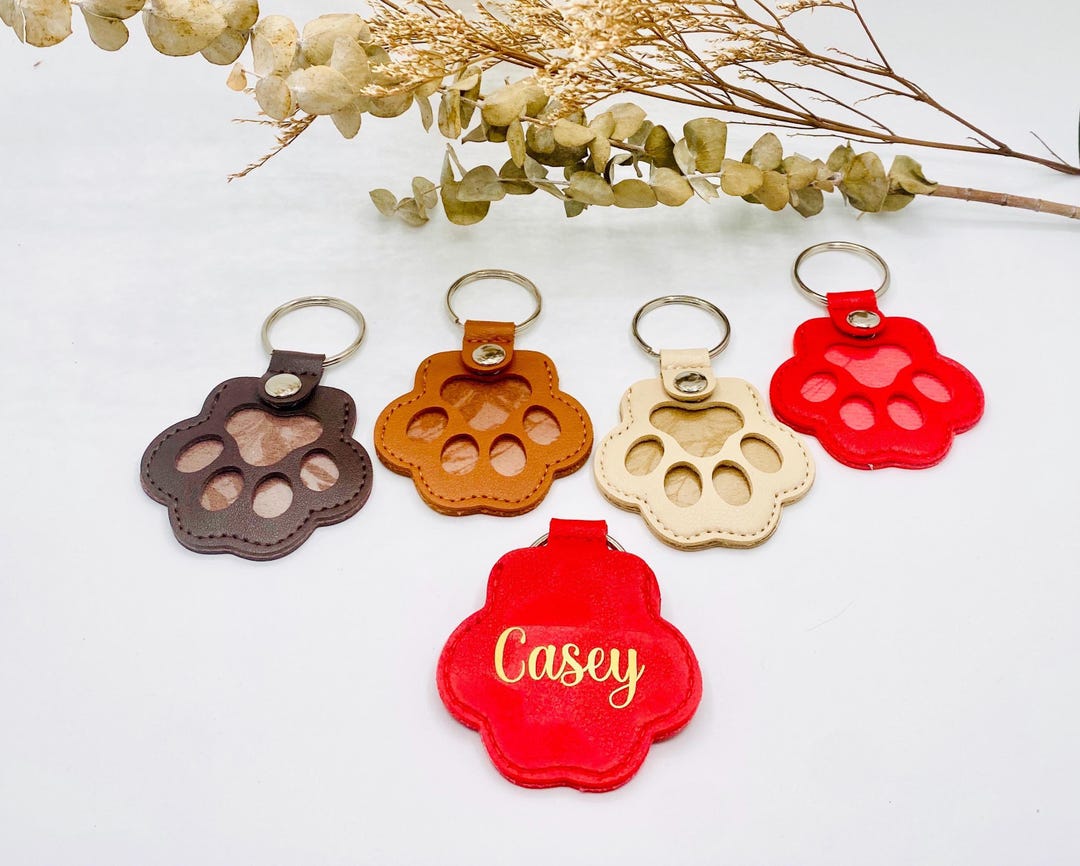 Personalized Paw Print Pet Fur Holder Keychain, Keepsake for Cat & Dog ...