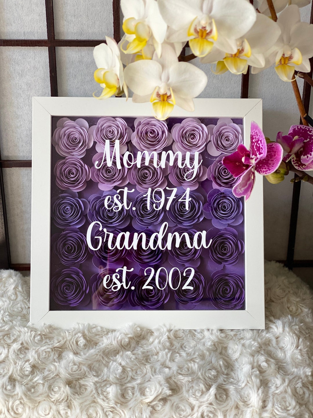 Personalized Mother's Day Floral Shadow Box Gift, Paper Rose Frame Gift ...