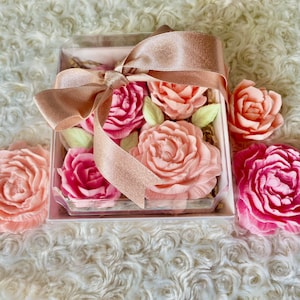 Set of 4 Flower Soaps Gift Box, Mother's Day Peony Soap Gift, Bathroom ...