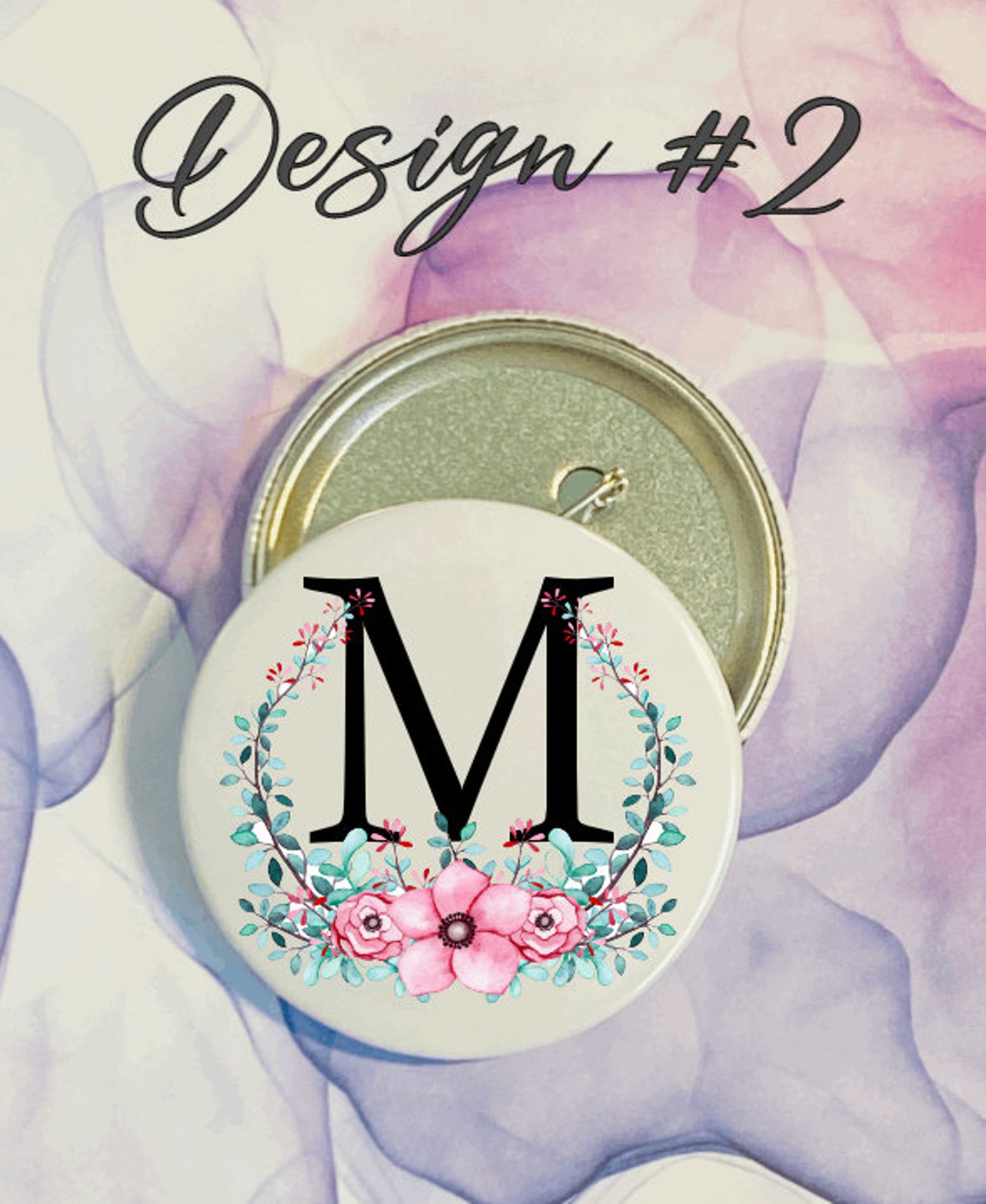 Personalized Initial Floral Pin: Custom Alphabet Letter Badge - Etsy