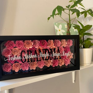 Mother's Day Floral Shadow Box Gift, Paper Flower Rose Shadow Box ...