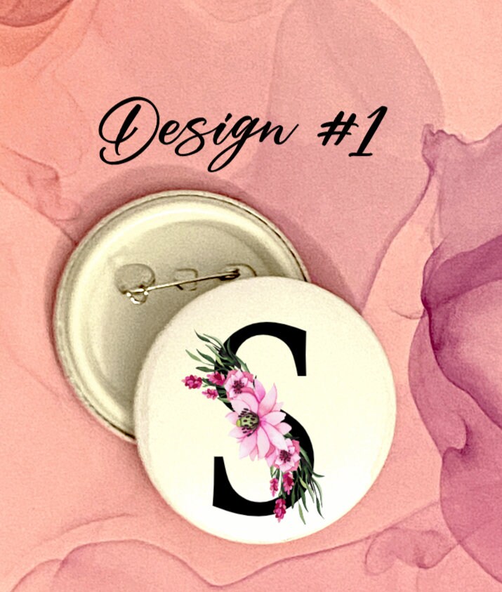 Personalized Initial Floral Pin: Custom Alphabet Letter Badge - Etsy