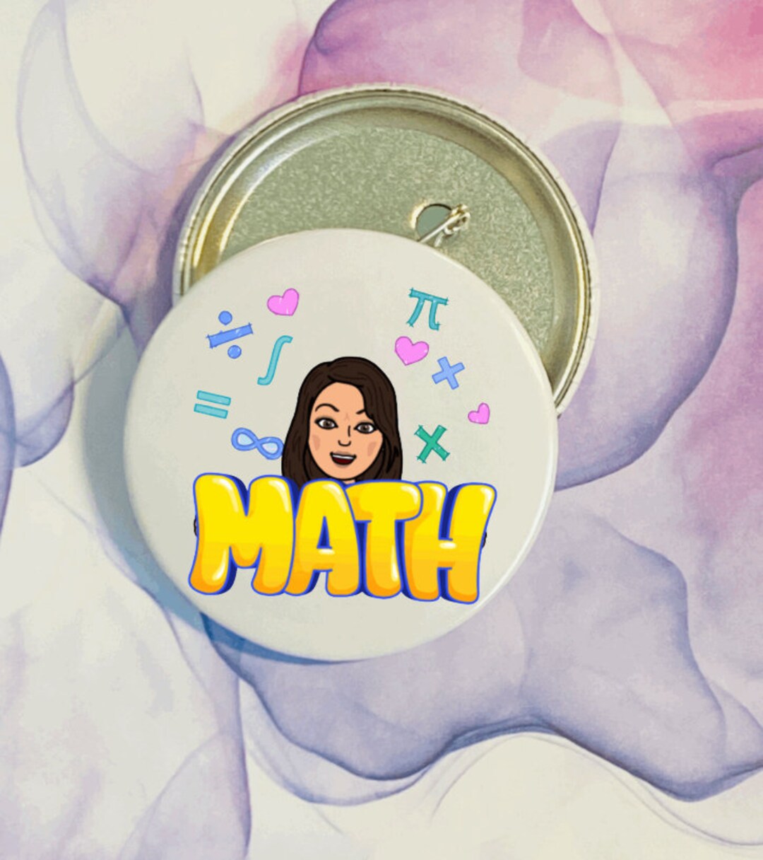 Personalized Teacher's Bitmoji Button Pin, Emoji / Bitmoji Pin Back ...