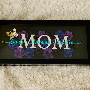 Mother's Day Floral Shadow Box Gift, Mom Christmas Gift, Paper Rose ...