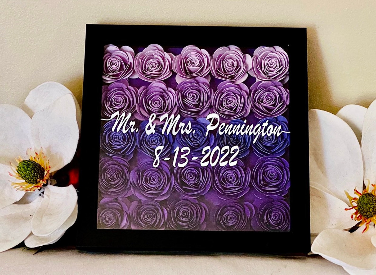 Personalized Floral Shadow Box Paper Flower Rose Shadow Box. - Etsy