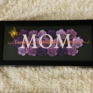 Mother's Day Floral Shadow Box Gift, Paper Flower Rose Shadow Box ...