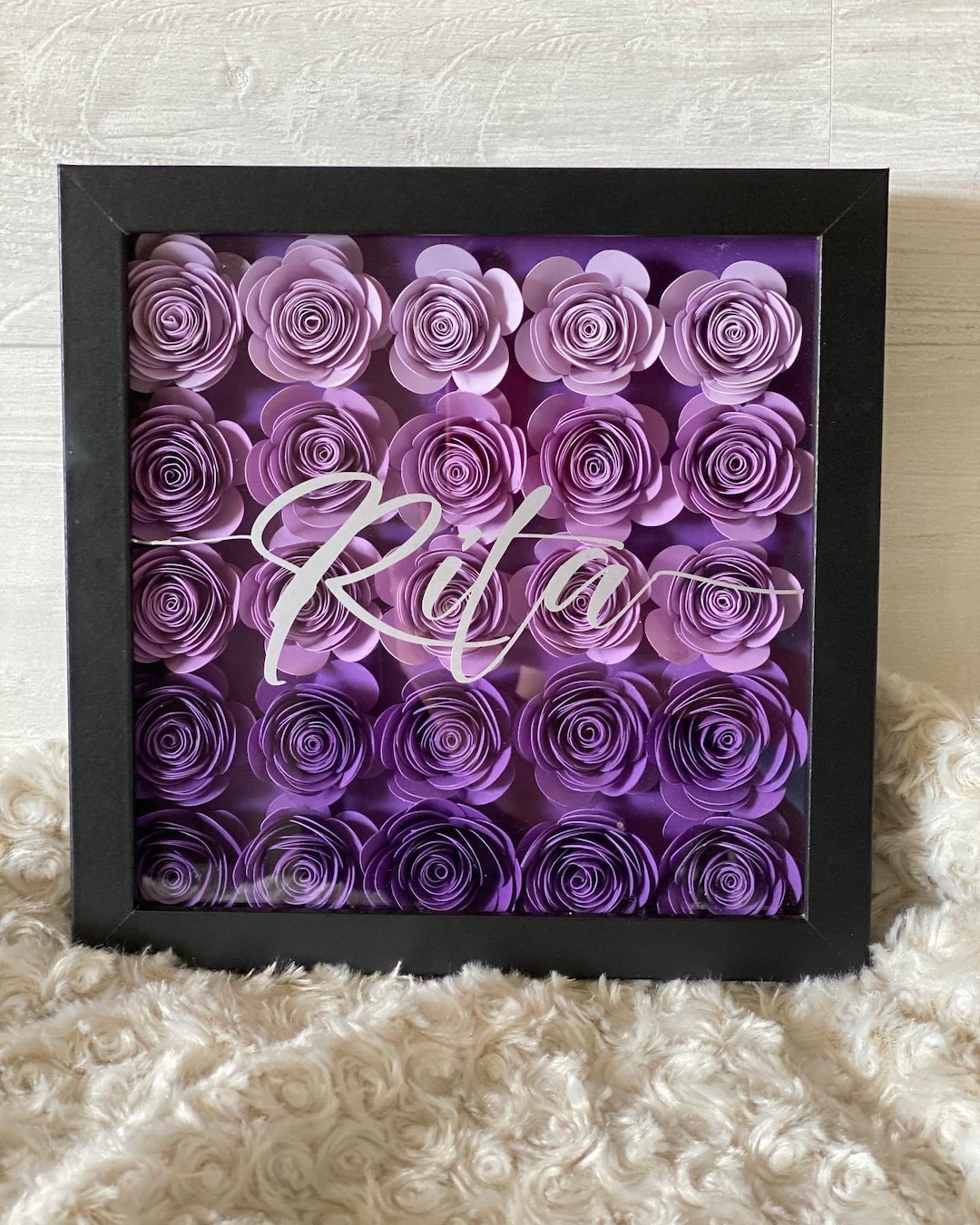 Personalized Floral Shadow Box, Paper Flower Rose Shadow Box. Paper ...
