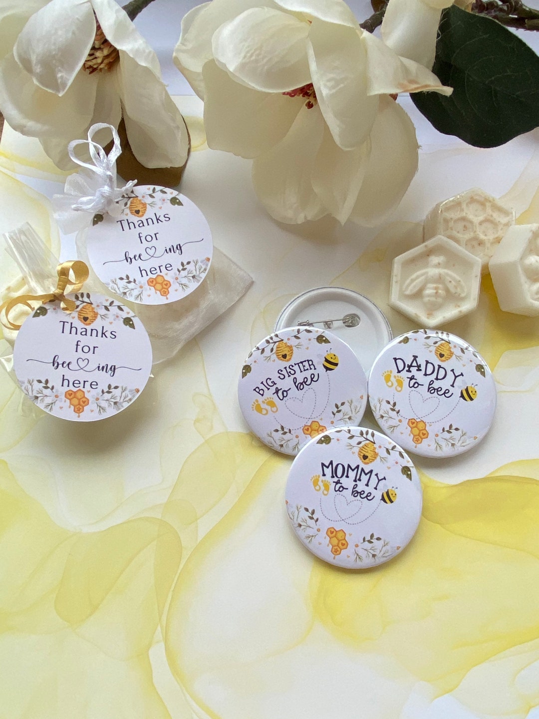 Baby Bee Shower Button Pins, Mommy to Bee, Daddy to Bee, Big Sister ...