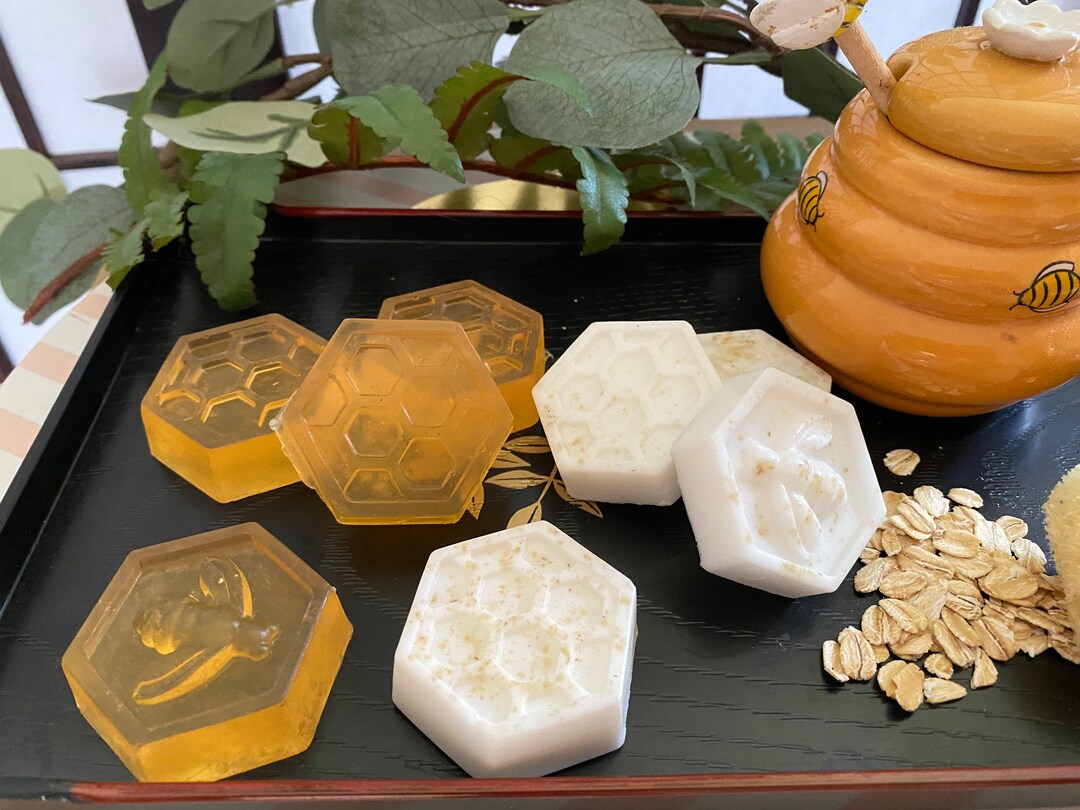 Set of 2 Bee & Honeycomb Honey Oatmeal Soap, Handmade Soap for Mommy to ...