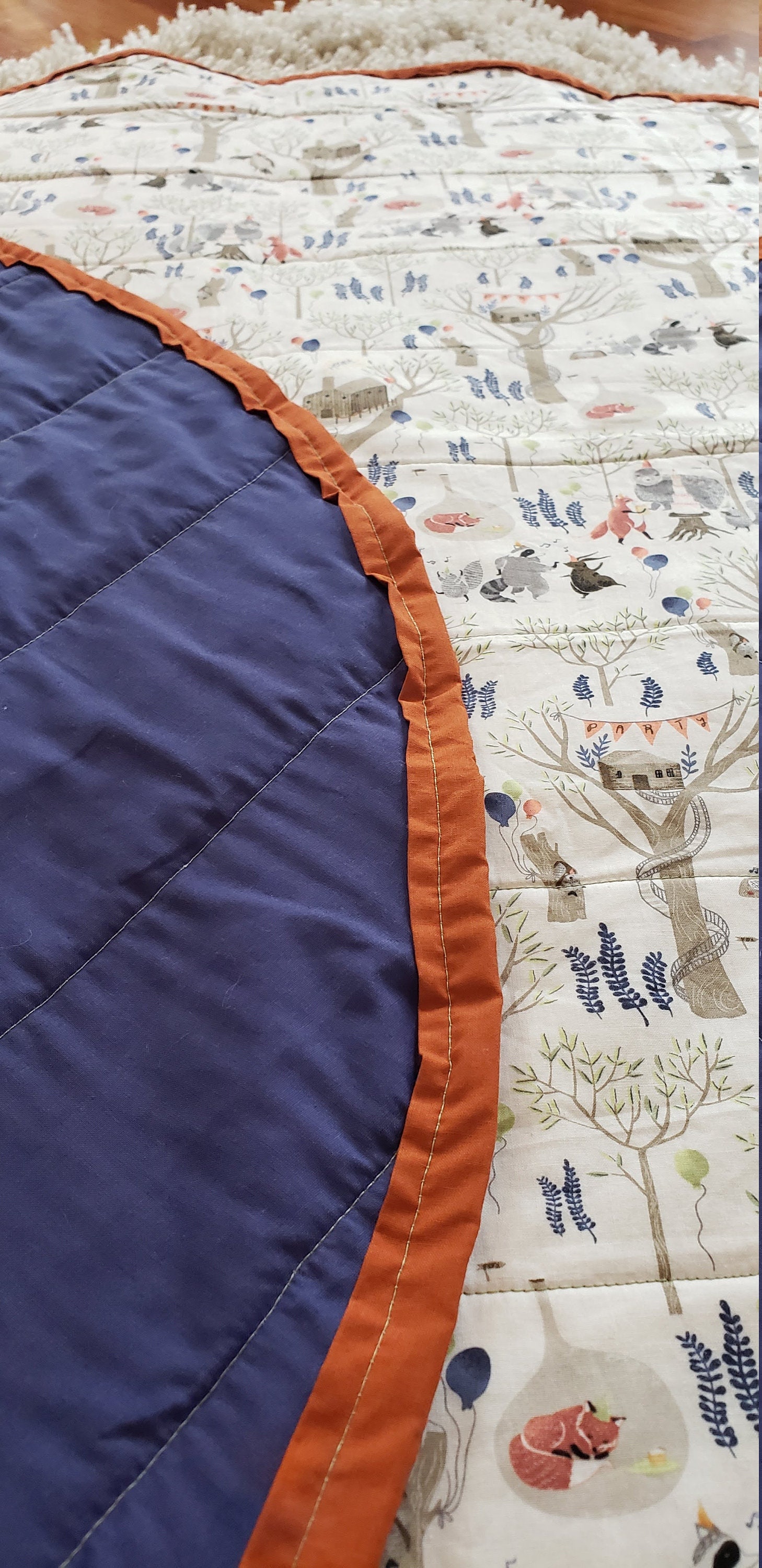 WIDE Baby Play Mat Woodland Party Theme Quilted Padded Play | Etsy