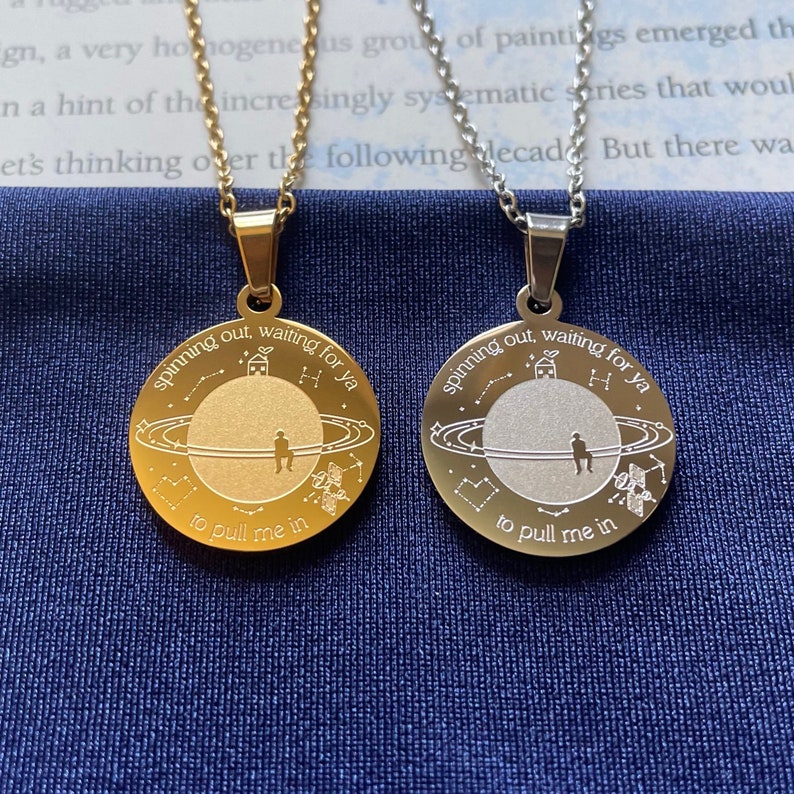 Spinning Out Necklace Engraved Circle Chain Pendant Necklace - Etsy