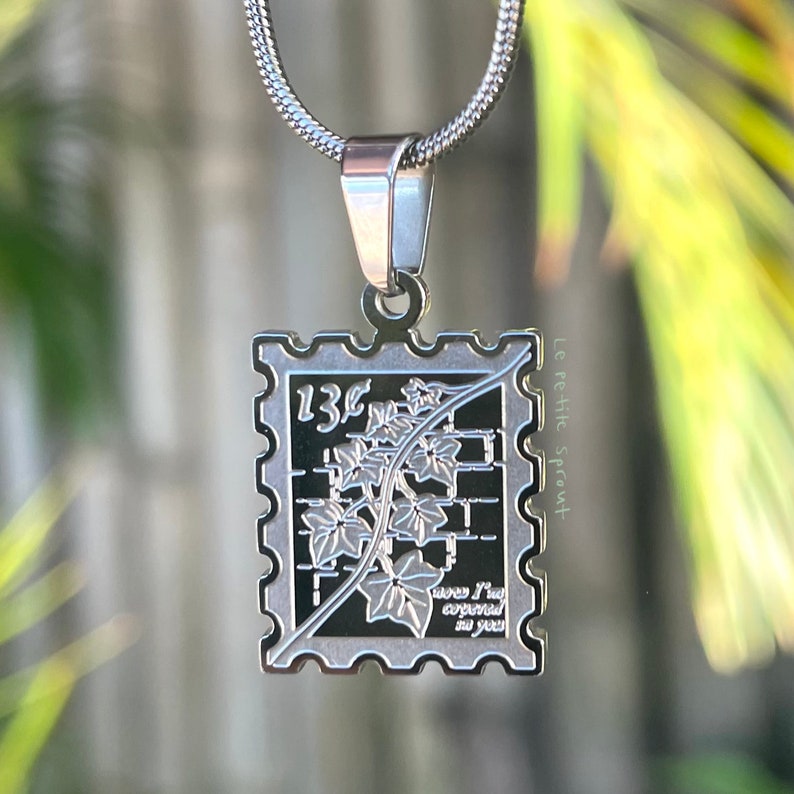 Ivy Stamp Double-sided Enamel Necklace - Etsy