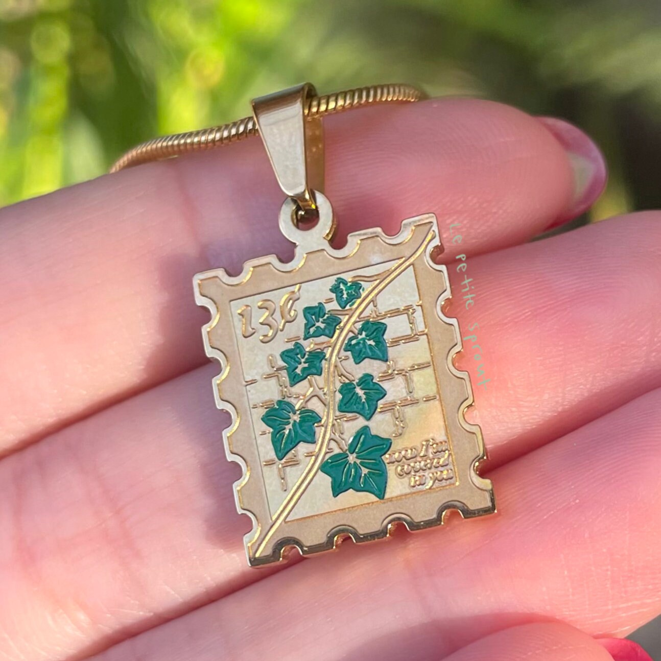 Ivy Stamp Double-sided Enamel Necklace - Etsy