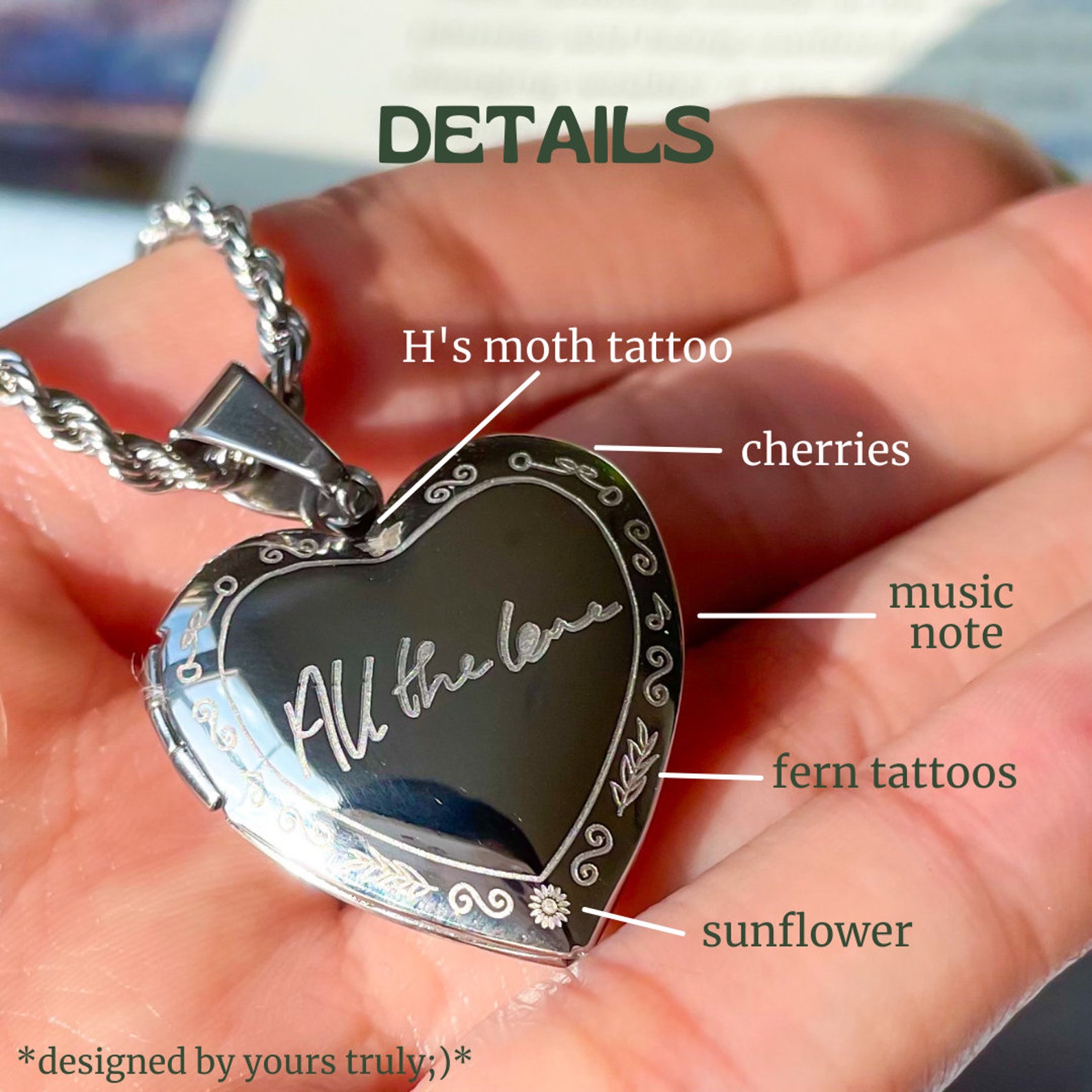All the Love Heart Locket Necklace Engraved Heart Locket - Etsy
