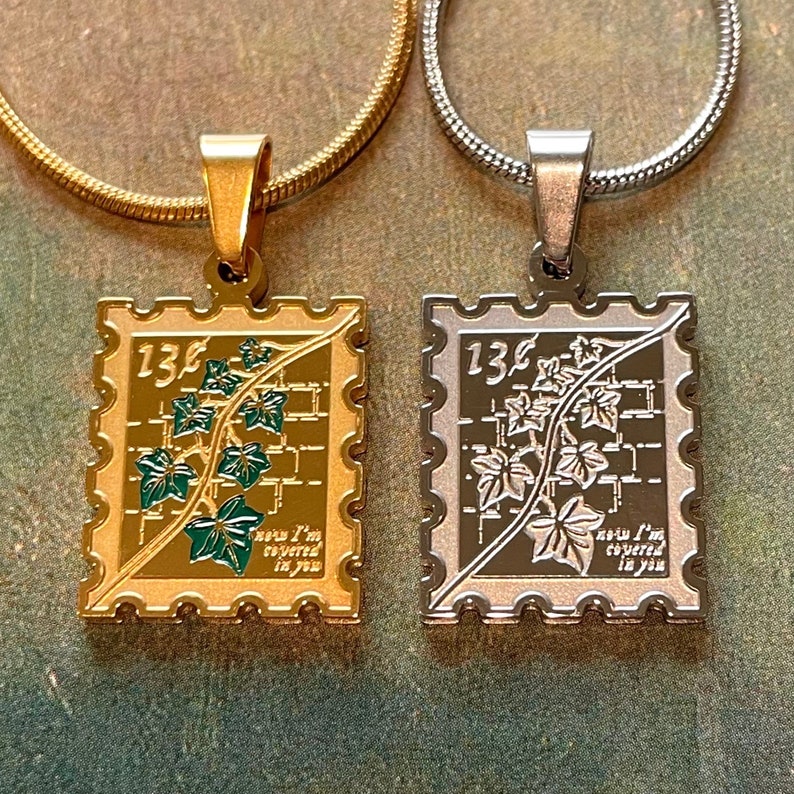 Ivy Stamp Double-sided Enamel Necklace - Etsy